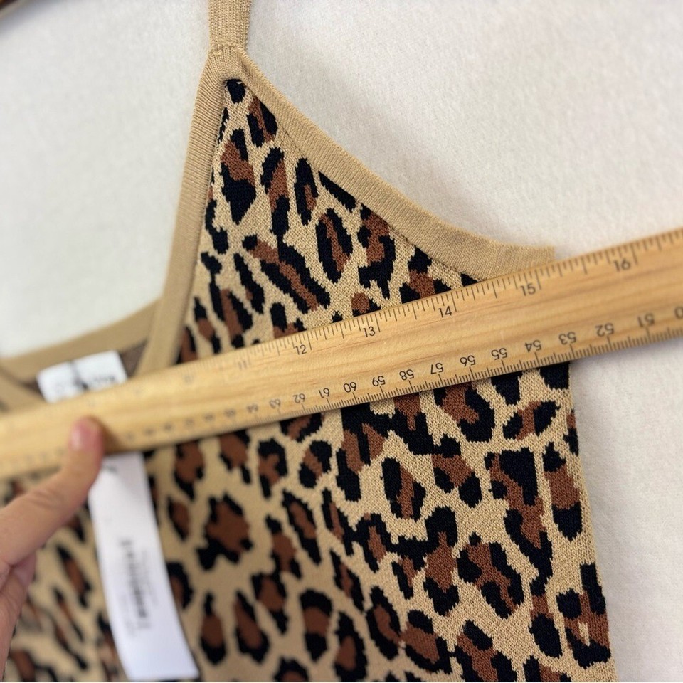 THE DROP Leopard Crop Top Tank NEW Stretch Spaghetti Strap Animal Print ...