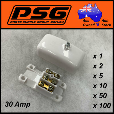 10 x Mini Junction Box With 3 Terminals 30 Amp,TPS,O/circ Household ...