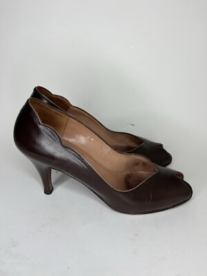 pappagallo shoes Pumps Heels Women Size 7M Brown Leather Slip Ons Made ...