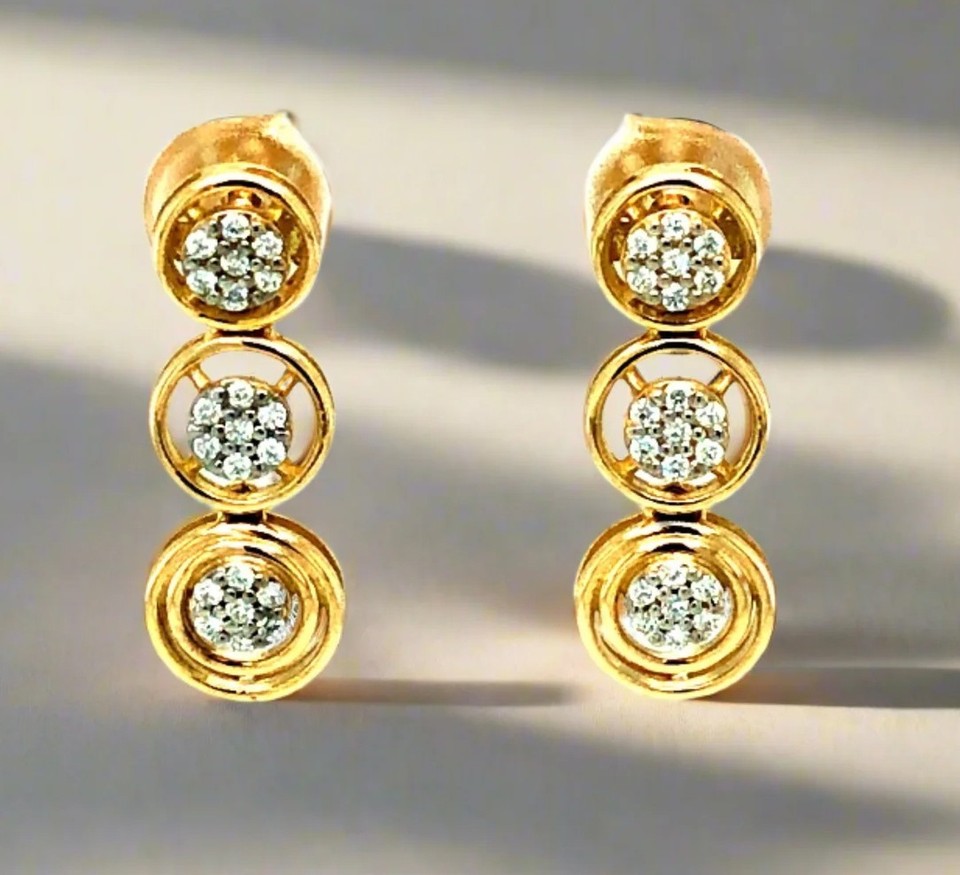 1.36ct Natural Round Diamond 14k Solid Yellow Gold Wedding Dangler ...