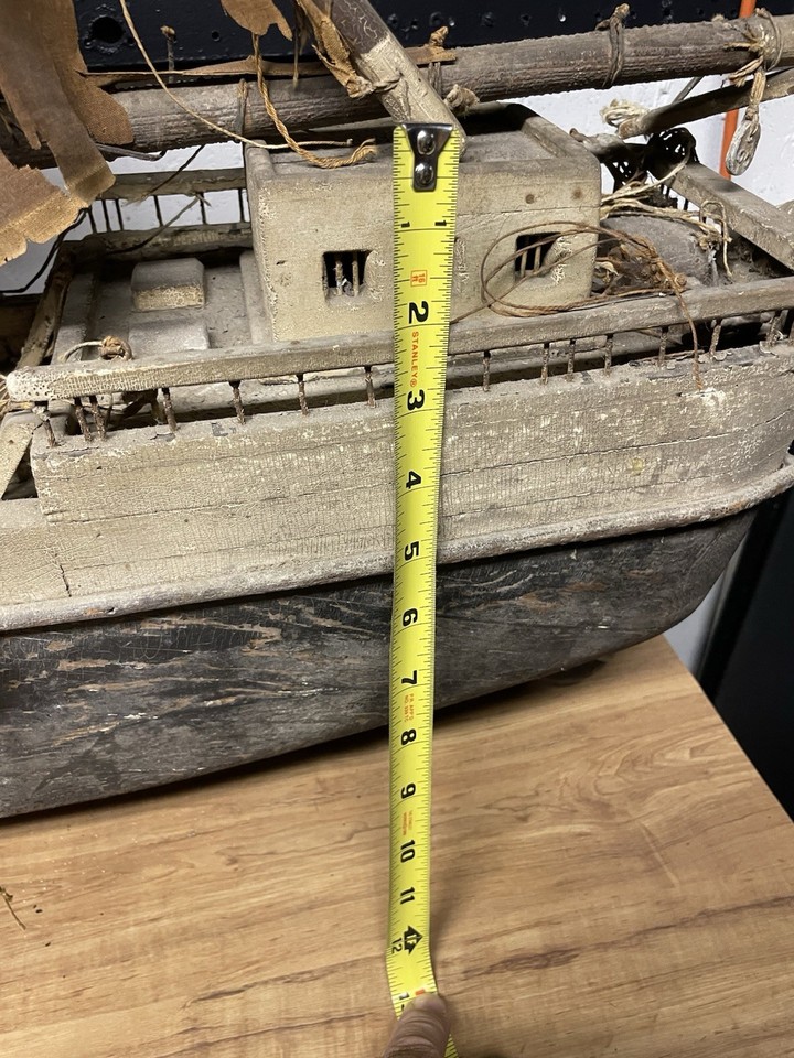 Antique Ship Model Boat Gigantic 1800s Folk Art | eBay