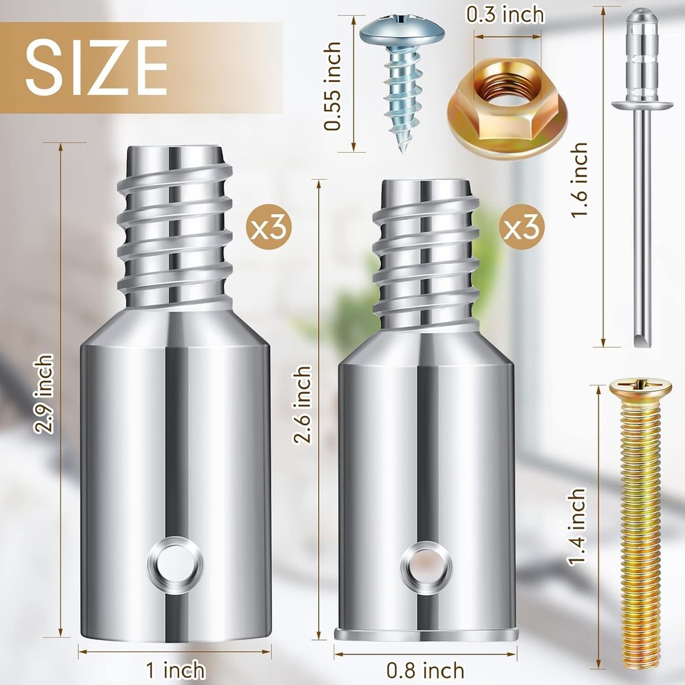 Zhengmy 6 Pcs Threaded Tip Replacement, Broom Handle 1 Inch, 0.8 Metal ...
