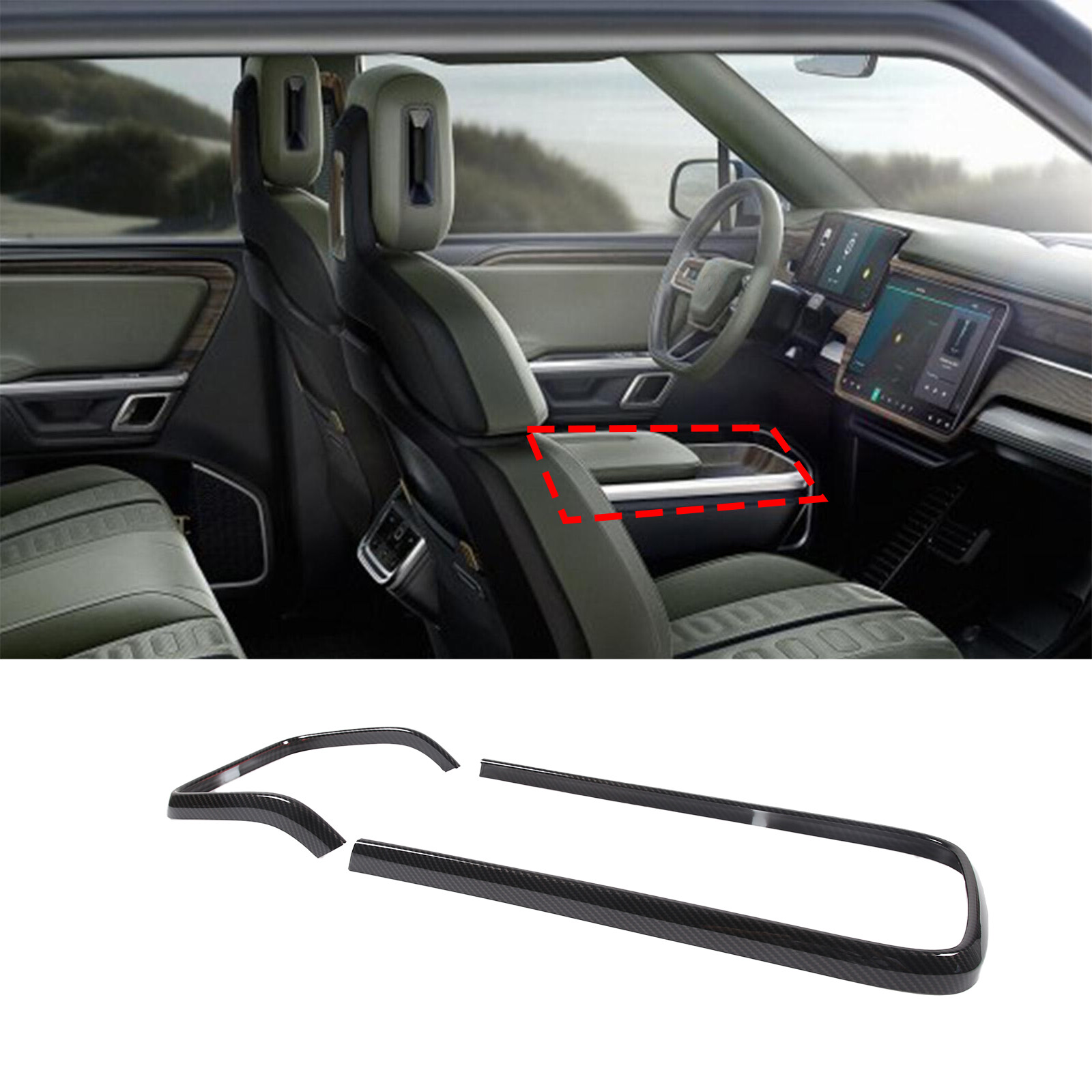 Carbon Fiber ABS Central control Armrest box frame For Rivian R1TR1S | eBay