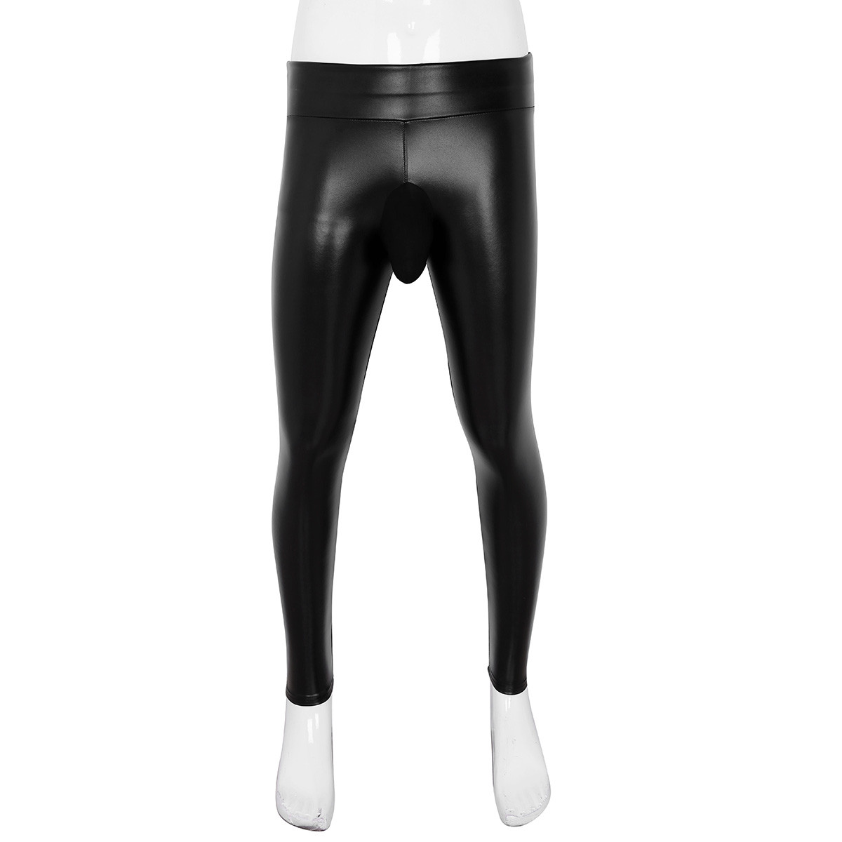 Men PU Leather Legging Wet Look Skinny Pouch Pants Long Trousers ...