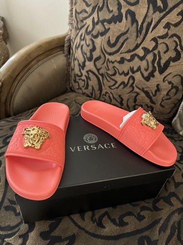 VERSACE Coral Rubber Palazzo Pool Slides Size 39 US 8 | eBay