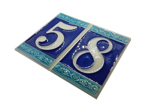 11 x 7 cm Rome Hand-painted Phosphorescent Ceramic Blue Number and ...