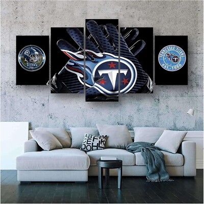 NFL Football Team Tennessee Titans Logo 5 Piece Panel Canvas Wall Art ...