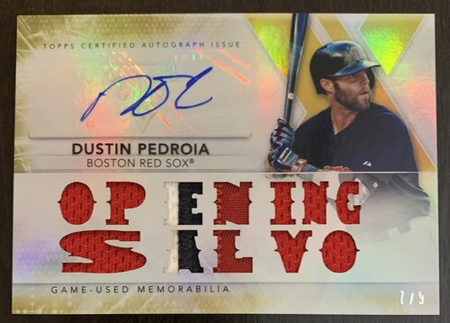 Dustin PEDROIA🔥2015 Topps Triple Threads AUTO Patch Relic 7/9 NM Red ...