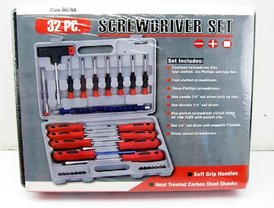 NEW Pittsburgh 32 Piece Screwdriver Set 90764 Heat Treated Soft Grip ...
