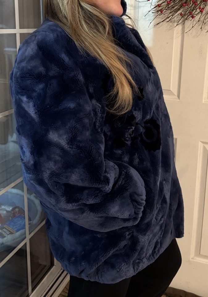 New Yorker Sheared Beaver Fur Coat Large Blue Zuki Inspired | eBay