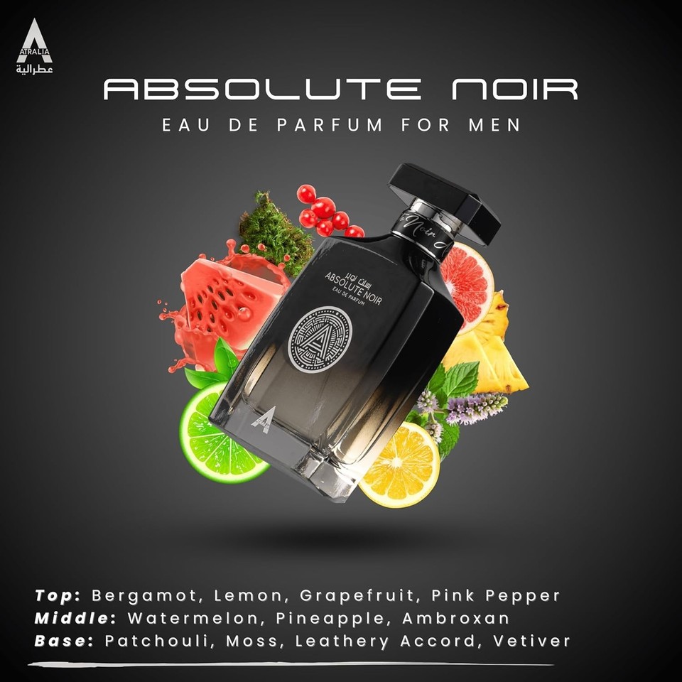 Atralia Absolute Noir Eau de Parfum Fragrance perfume for Men 3.4 fl oz ...