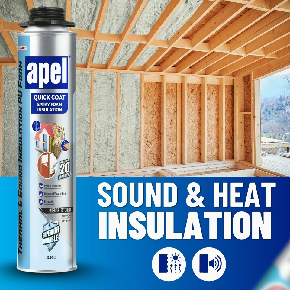 apel Spray Foam Insulation - (12 x 32.80 oz./ 240 Bd ft) Self Expanding ...