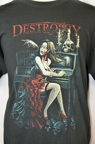 Destrophy Men's Graphic Shirt Sz XL Metal Gildan Graphic Black Piano ...