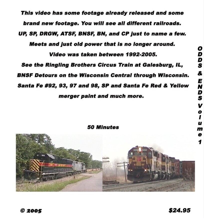 ODDS & Ends Volume 1 Train Railroad DVD PLEASE READ UP, SP, DRGW, ATSF, BNSF, BN | eBay
