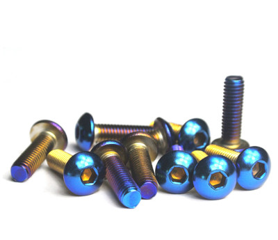 5pcs M4 SUS304 Steel Sintered Titanium Blue Hex Socket Half Round Head ...