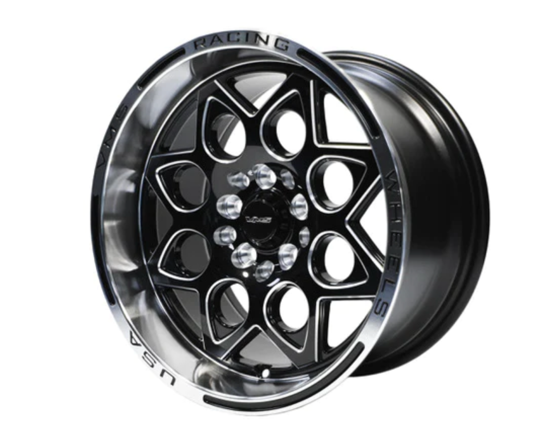 VMS Racing Black Rocket Drag Pack Wheels Rims Front & Rear 15x8 & 15x3 ...