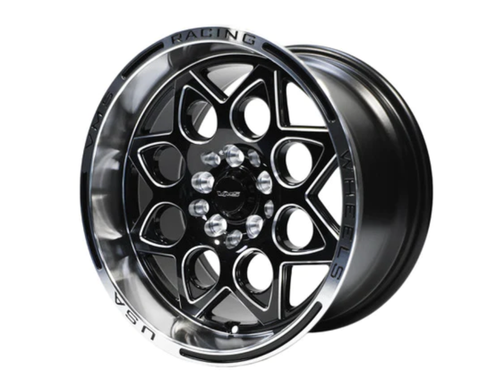 VMS Racing Black Rocket Drag Pack Wheels Rims Front & Rear 15x8 & 15x3 ...