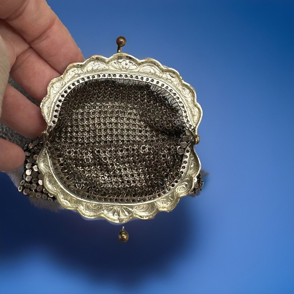 ANTIQUE VICTORIAN MESH CHAINMAIL COIN PURSE SILVER TONE West Germany | eBay