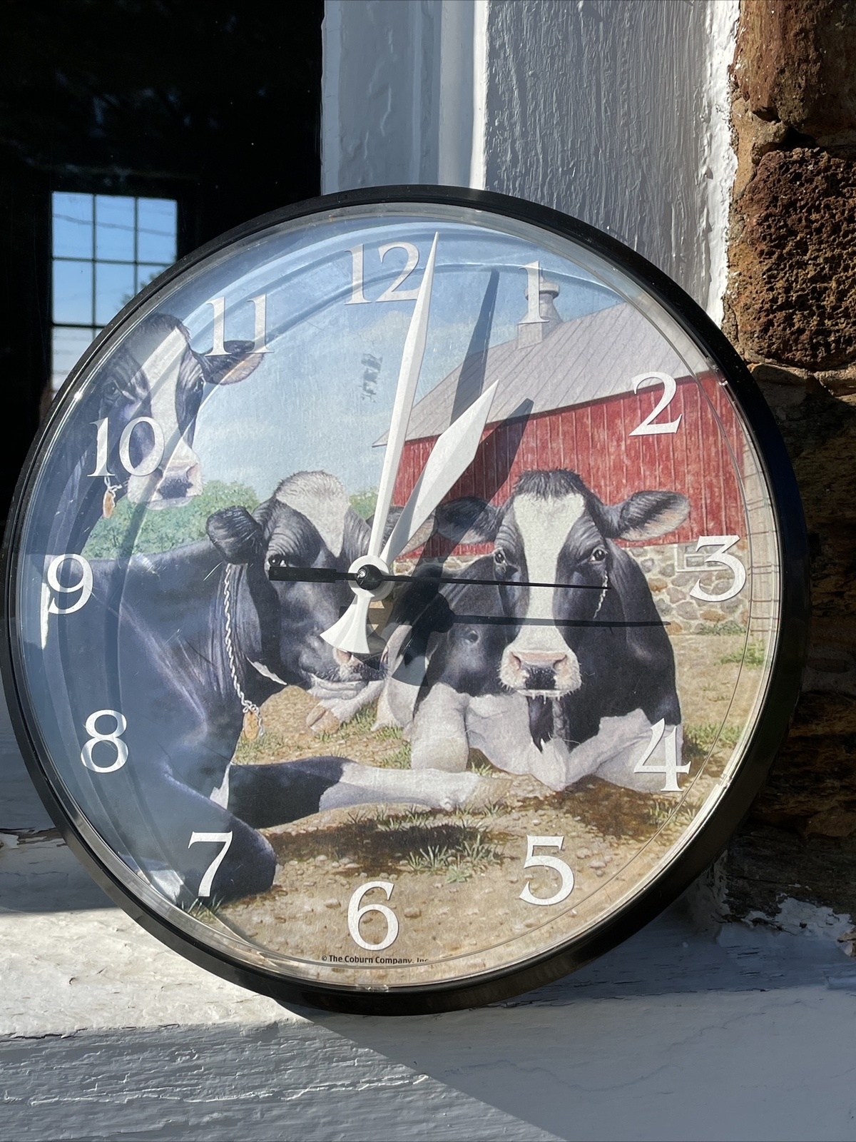 Vintage ORIGINAL Holstein COW Cows Farmhouse RED BARN Coburn Wall Clock ...