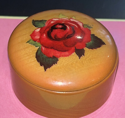 Vintage Anri Wooden Trinket Ring Box Rose Flower Italy, 2” | eBay