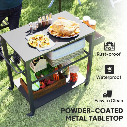 Camping Grill Cart Portable Outdoor Cookware Utility Folding Storage ...