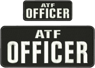 ATF OFFICER embroidery patches 4x10 and 2x5 hook on back letters WHITE ...