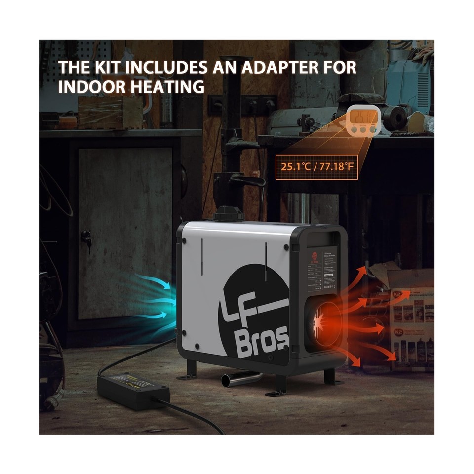LF Bros 110V/12/24V 5KW Diesel Heater, All-in-One Air Diesel Parking ...