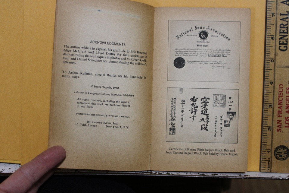 1960 Bruce Tegner Method of Self Defense Book Judo Jui-Jitsu Karate ...