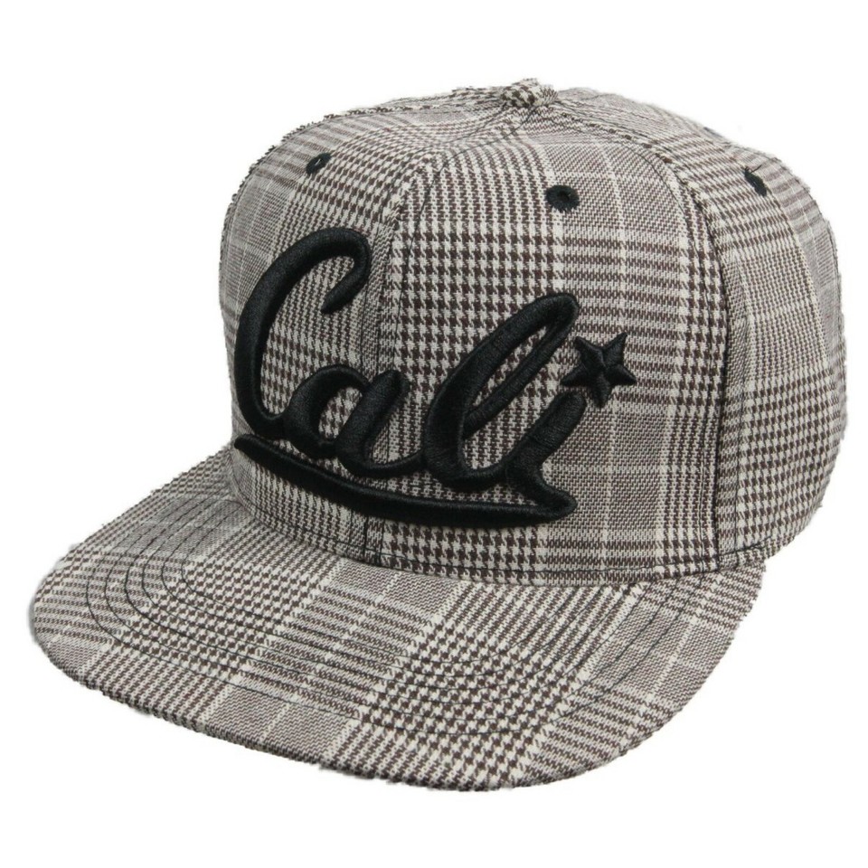 Baseball Cap CALI Sun Hat CA Check Snapback Flat Bill Hip Hop ...