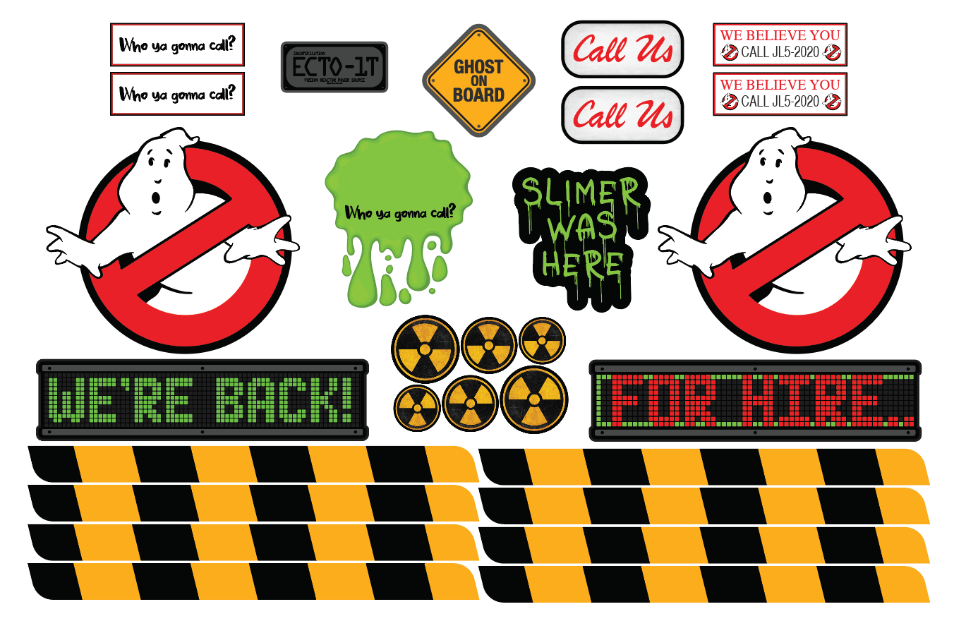 3M DECALS Complete GHOSTBUSTERS SET of 28 Vehicle Graphics Ecto-1 Car ...