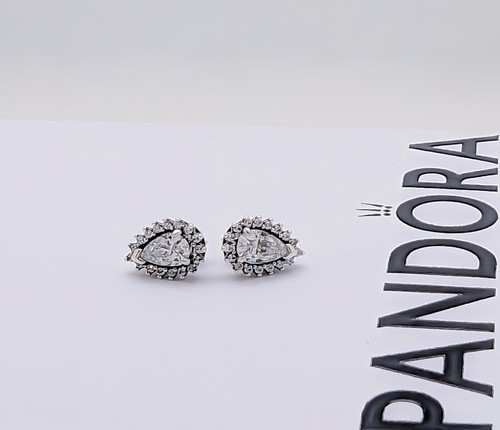 NEW 100% Authentic PANDORA 925 Sparkling Pear Halo Stud Earrings ...