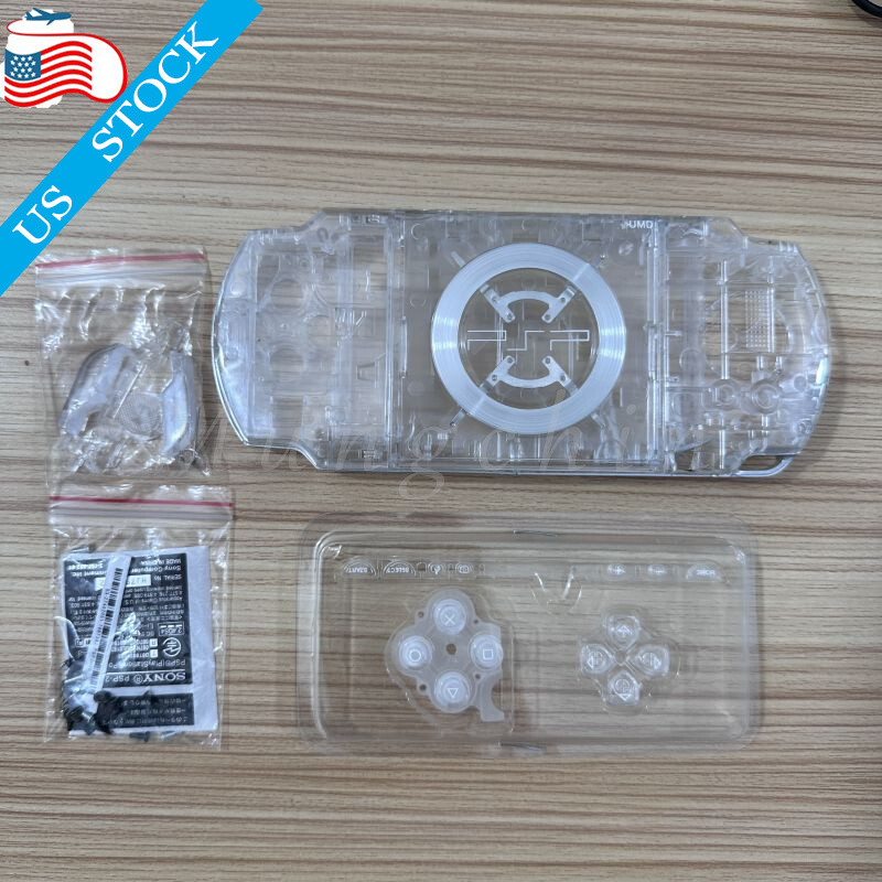 Set Full Housing Shell Case Cover with Buttons Clear For Sony PSP 2000 ...