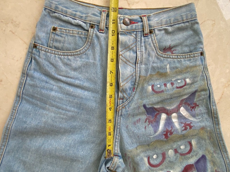 Vintage 1990 PAUL ROPP PAINTED BALINESE BARONG DENIM ART JEANS Rare ...