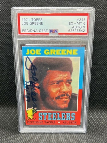 1971 Topps 245 Joe Greene PSA 6 EX-MT DNA Auto 9 Rookie Card RC Signed ...