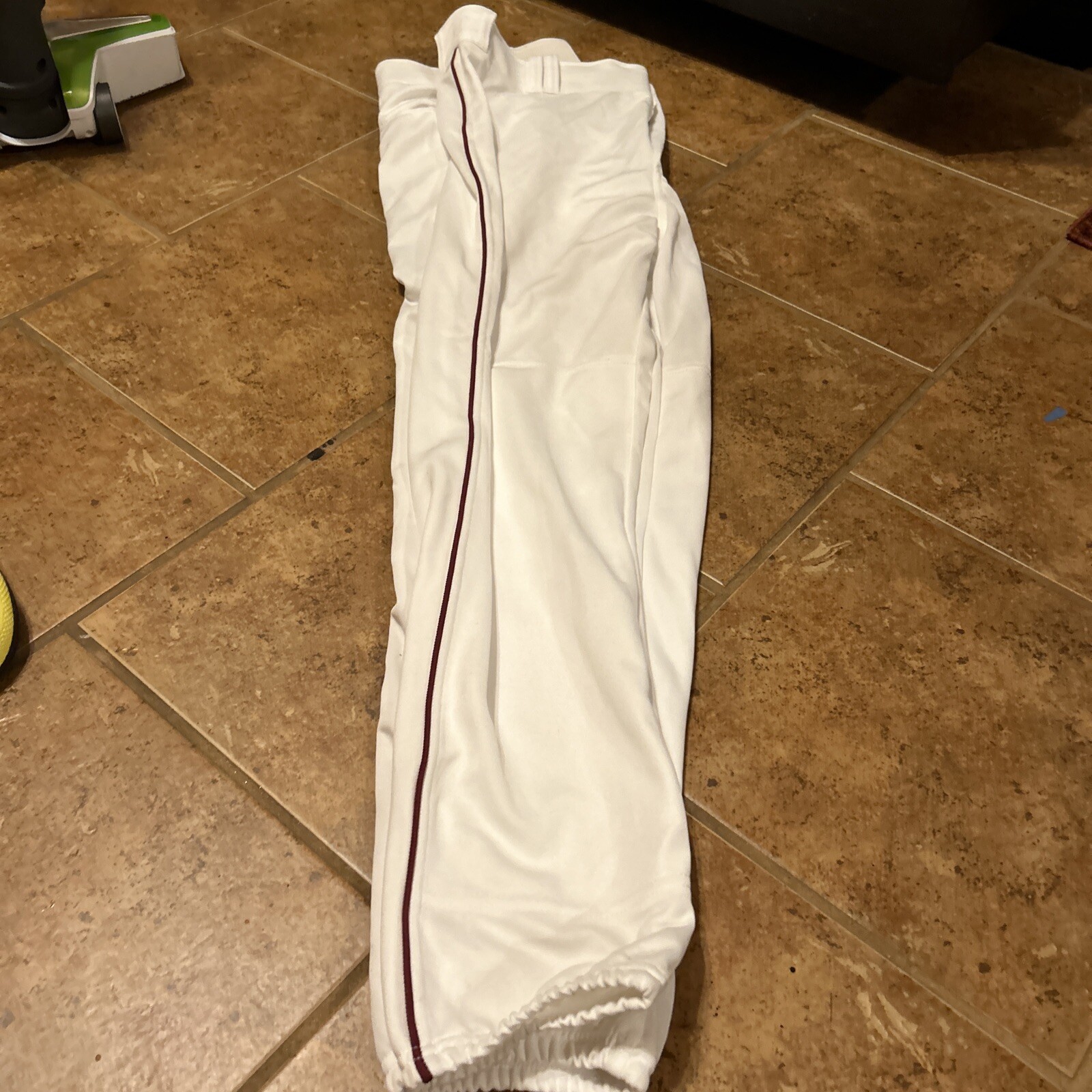 A4 Elastic Bottom Baseball Pant White with Maroon/cardinal Red Piping ...