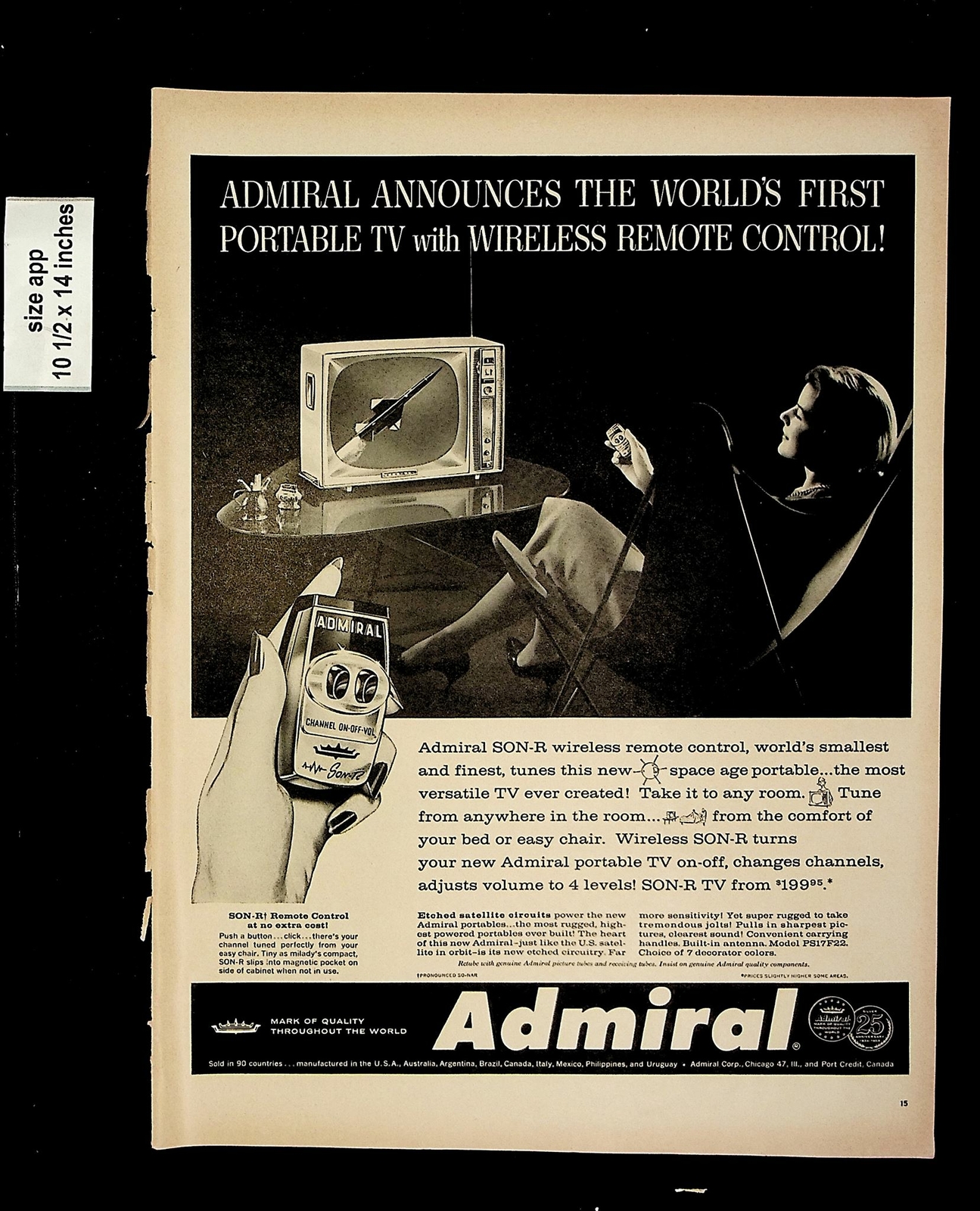 1953 Admiral Portable TV Remote Vintage Print Ad 9751 | eBay