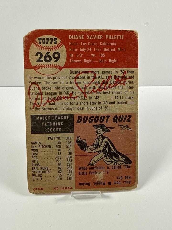 1953 Topps - High # Duane Pillette #269 | eBay