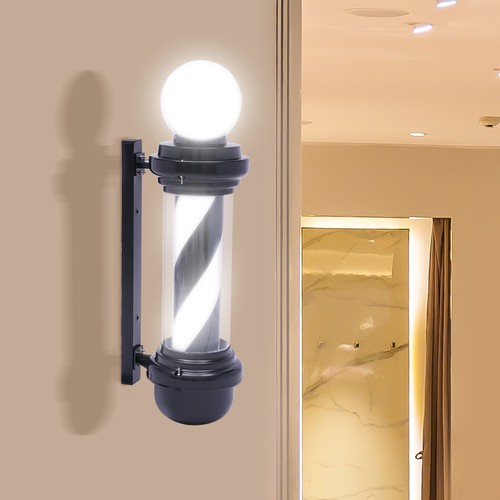 LED Barber Shop Stripes Wall Lamp Hair Salon Sign Barber Pole Rotating ...
