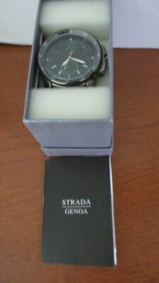 STRADA GENOA MENS QUARTZ WATCH~ Dark Face~ Green Plastic Band~NIB | eBay