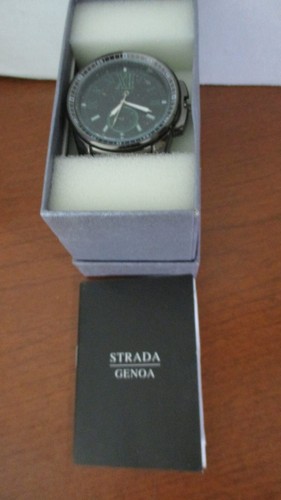 STRADA GENOA MENS QUARTZ WATCH~ Dark Face~ Green Plastic Band~NIB | eBay