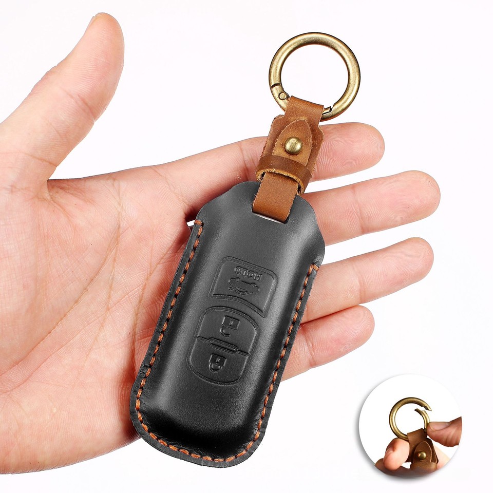 Leather Smart Car Key Fob Case Cover Shell For Mazda 2 3 5 6 BL BM GJ ...