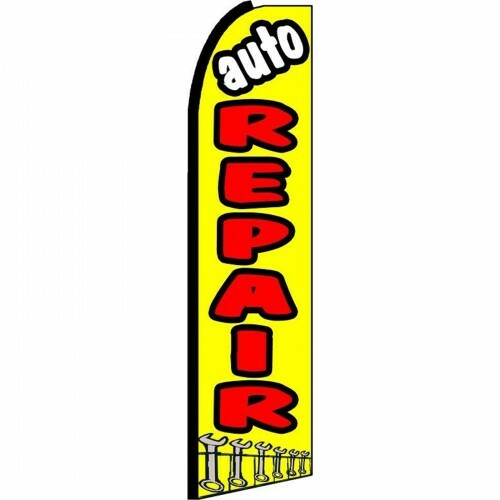 Auto Repair Yellow Flutter Swooper Flag Advertising Sign 3’ Wide Banner ...