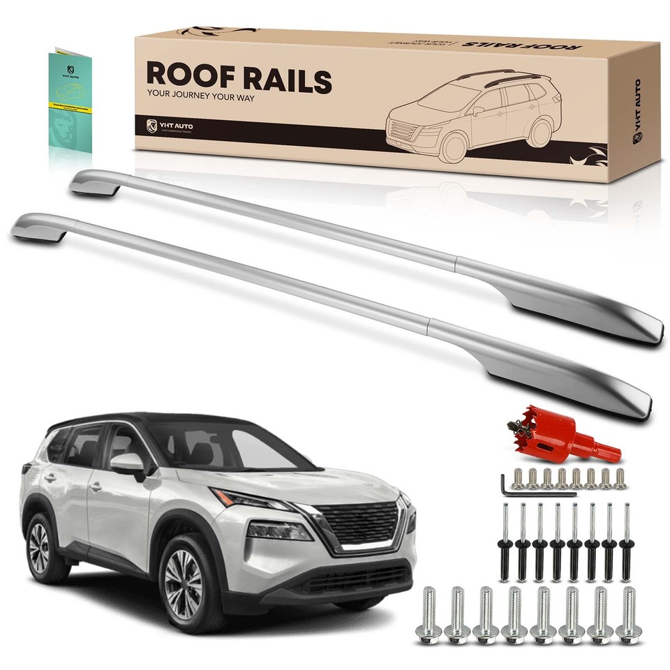 2014-2020 Nissan X-Trail Rogue Roof Rack Side Rails Silver Aluminum ...