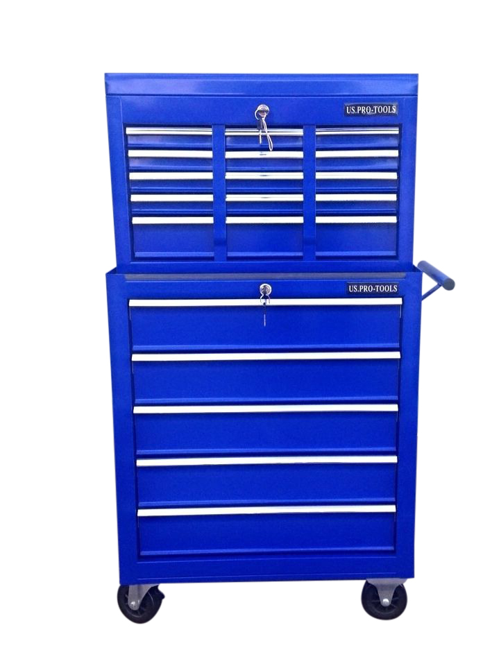 221 US PRO TOOLS BLUE AFFORDABLE TOOL CHEST ROLLCAB STEEL BOX ROLLER ...