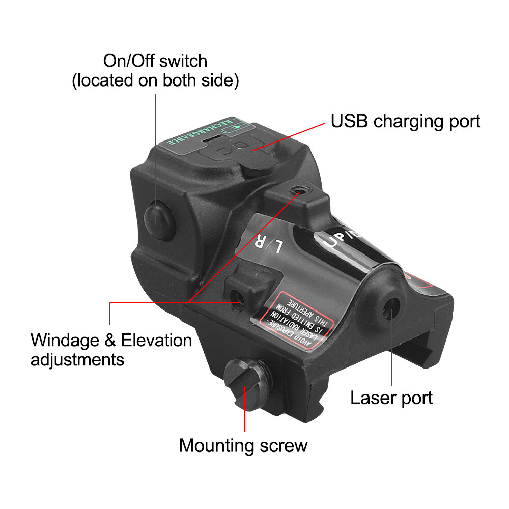 Pistol/Gun Rechargeable Blue Beam Laser Sight 20mm For Glock 17 Taurus ...