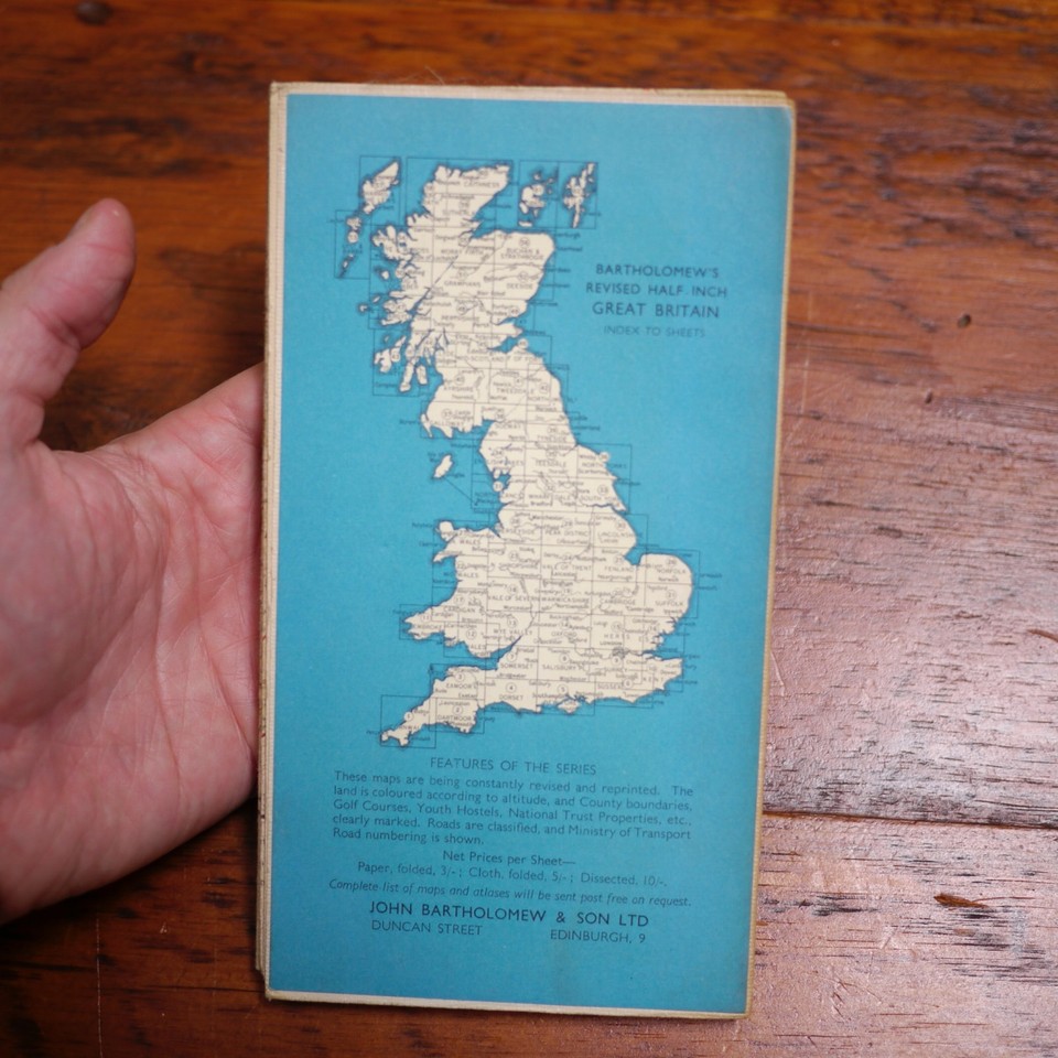 1963 Bartholomew UK Great Britain NORTH SOMERSET Contoured Cloth Fold ...