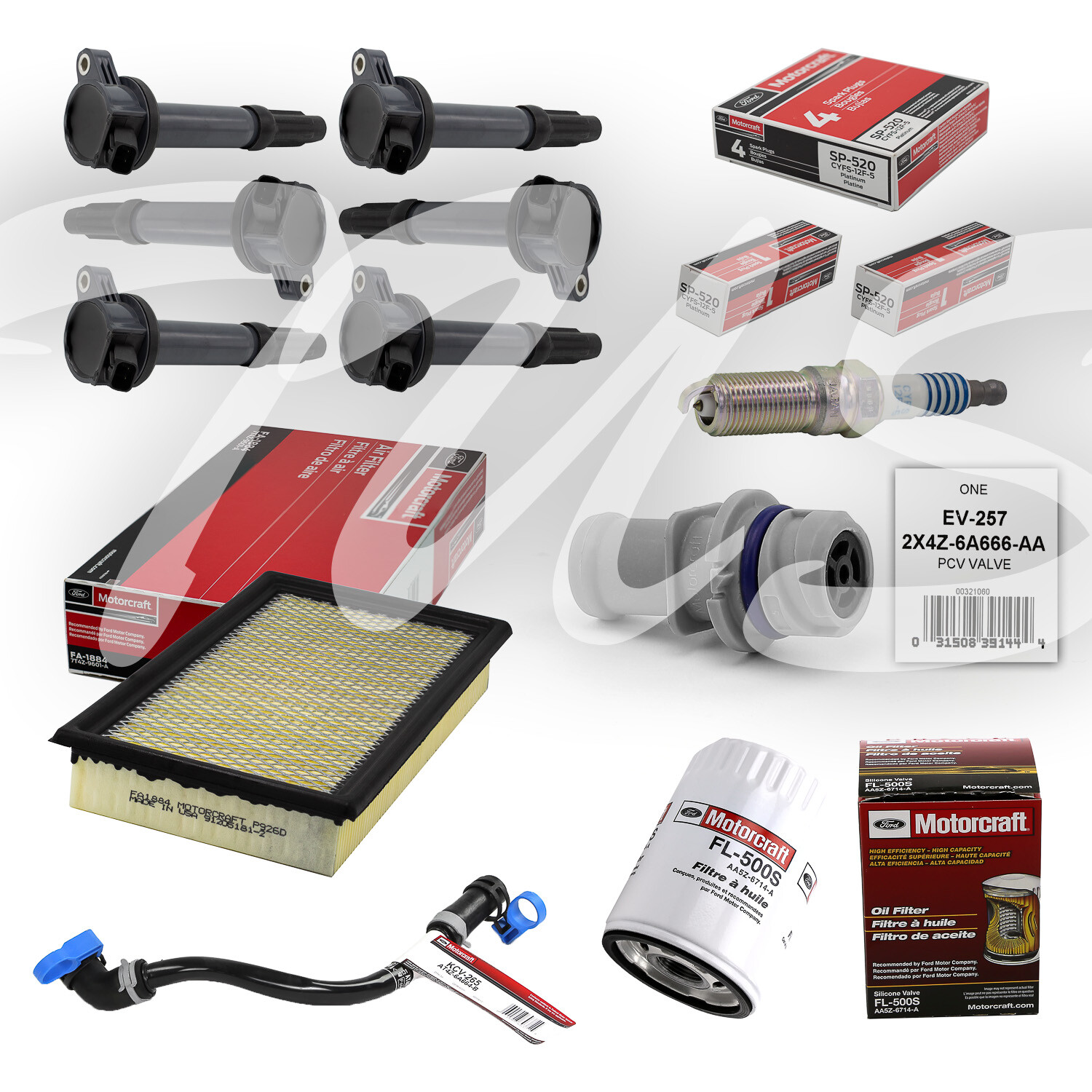 Tune Up Kit 2011 Ford Edge 3.7L V6 Ignition Coil DG520 SP520 FA1884 ...