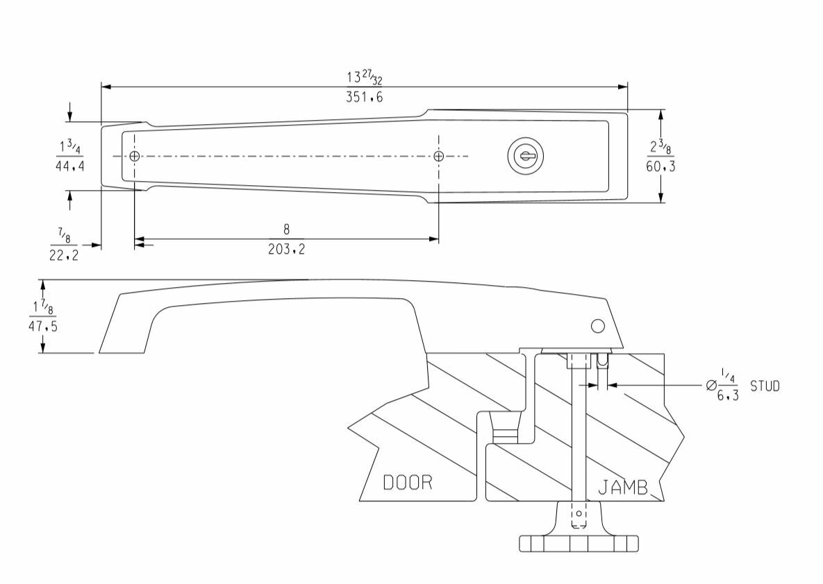 Kason OEM 1239 Locking Handle Brushed Chrome Knob Push Rod Complete ...