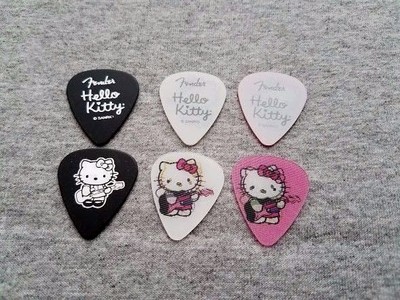 3 (three) Fender Hello Kitty Black Silver Foil Hologram Pink White ...