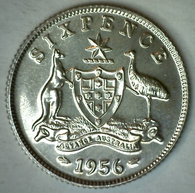 1956 Australia Silver Sixpence PROOF Coin 6 Pence Australian Low ...